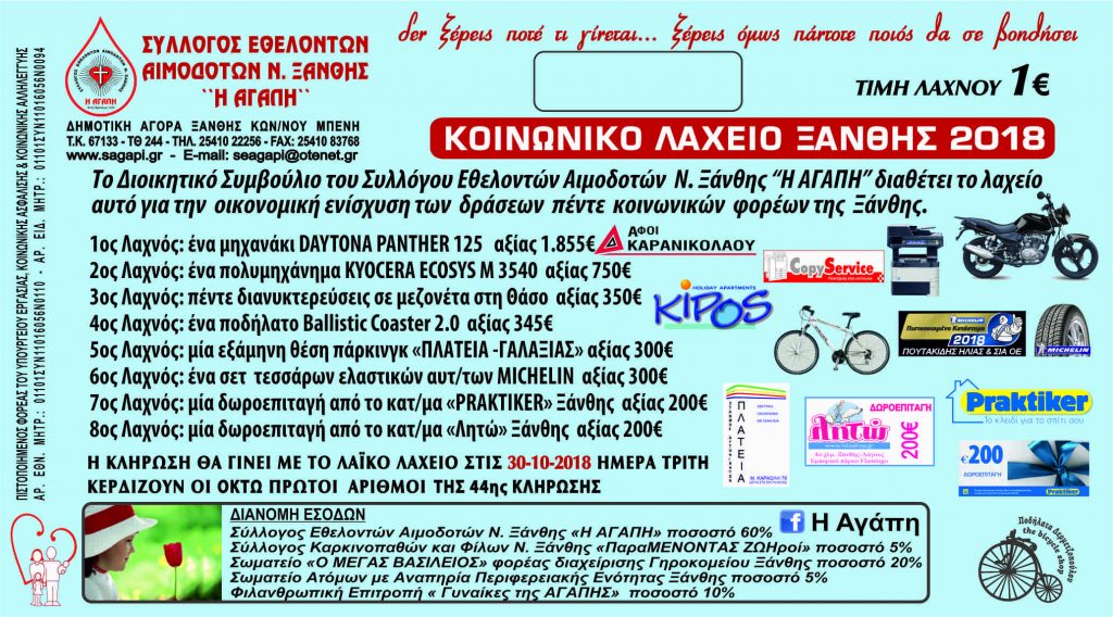 Ανακοίνωση αποτελεσμάτων κληρώσεων ΚΟΙΝΩΝΙΚΟΥ ΛΑΧΕΙΟΥ ΞΑΝΘΗΣ 2018 και ...