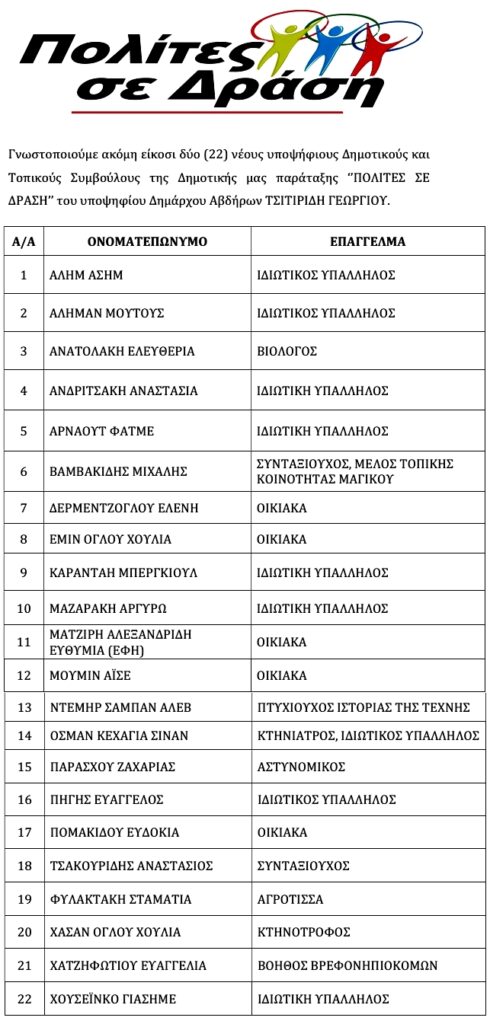 ΔΥΝΑΜΩΣΕ ΤΟ ΨΗΦΟΔΕΛΤΙΟ ΤΟΥ! 22 νέους υποψήφιους δημοτικούς συμβούλους ...